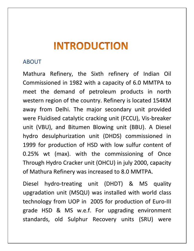 IOCL Training Report | PDF