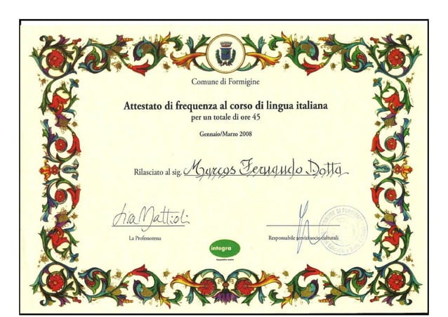 Italian Certificate(Course in Italy) | PDF