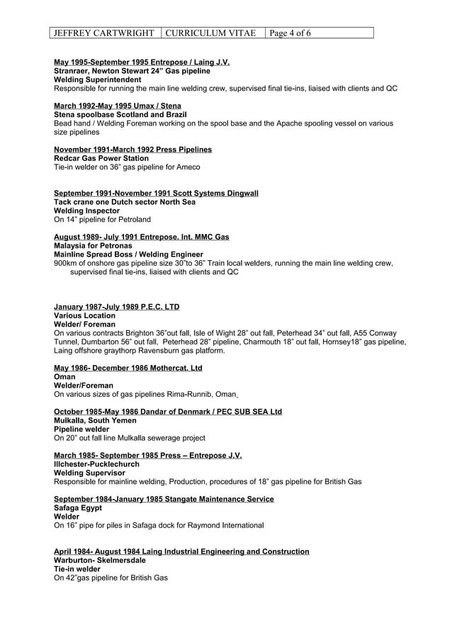 Jeff Cartwright CV May 2016 | PDF