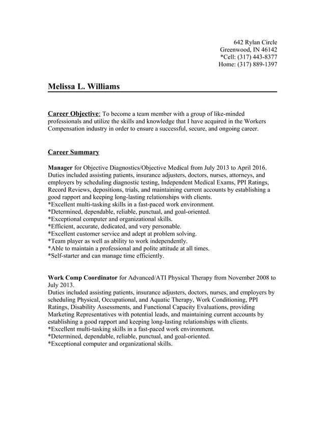 Melissa Williams Resume | DOC