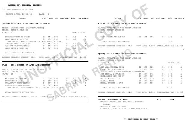 Unofficial Transcripts