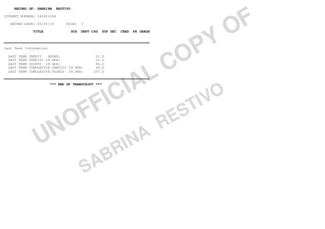 Unofficial Transcripts