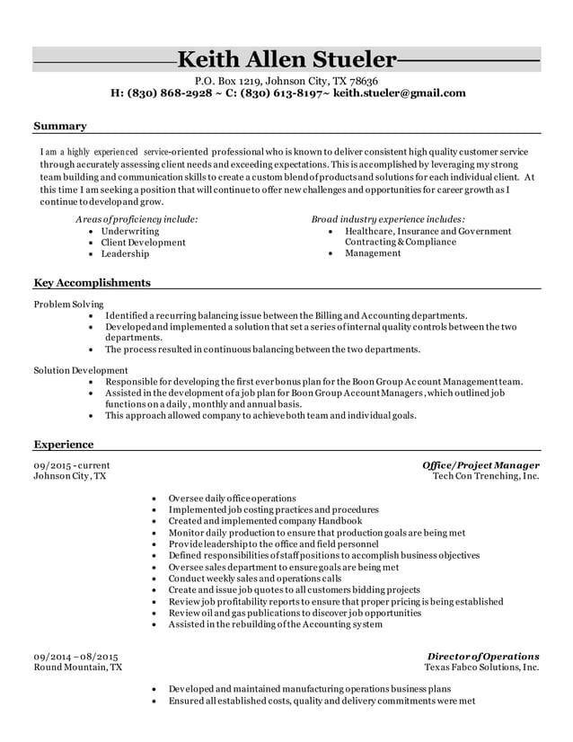 Keith Stueler Resume V4-2016 | PDF