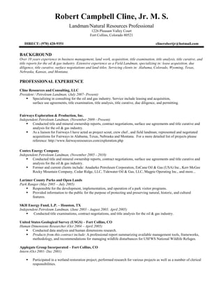 Robert Cline Jr. - Cline Resources & Consulting, LLC 2015 | PDF