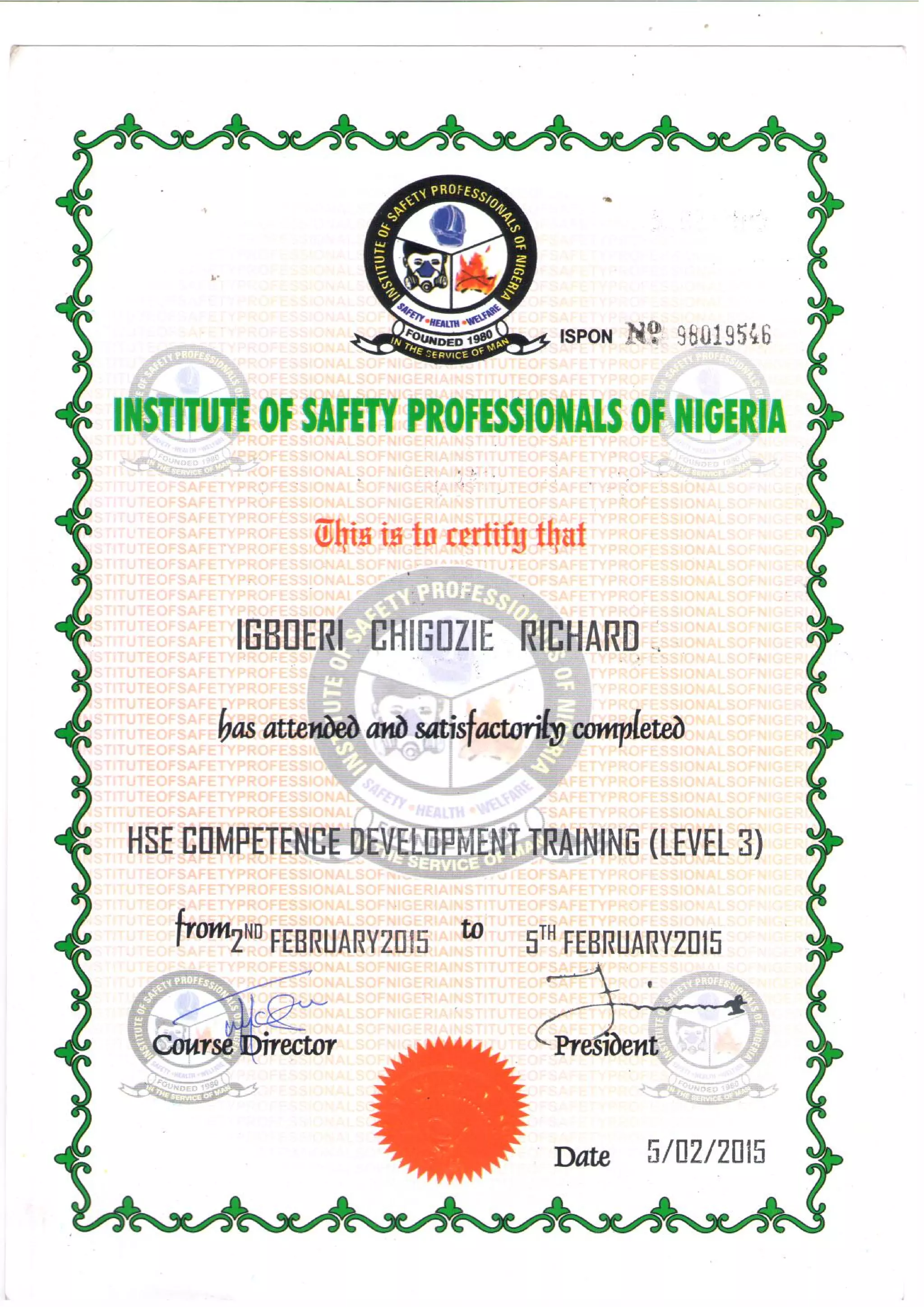 HSE COMPETENCE DEVELOPMENT TRAINING LEVEL 3 | PDF