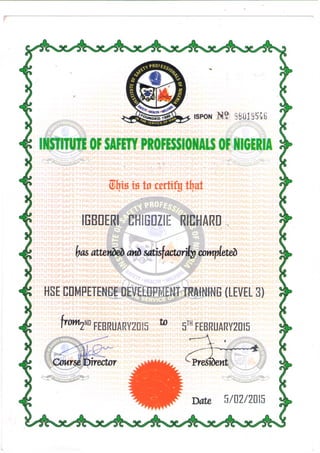 HSE COMPETENCE DEVELOPMENT TRAINING LEVEL 3 | PDF