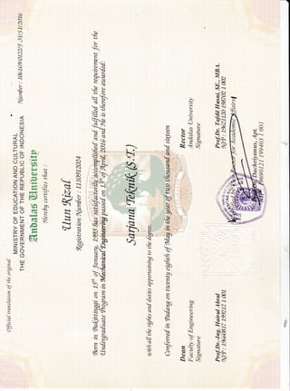 Ijazah Bhs Inggris Uun Rizal | PDF