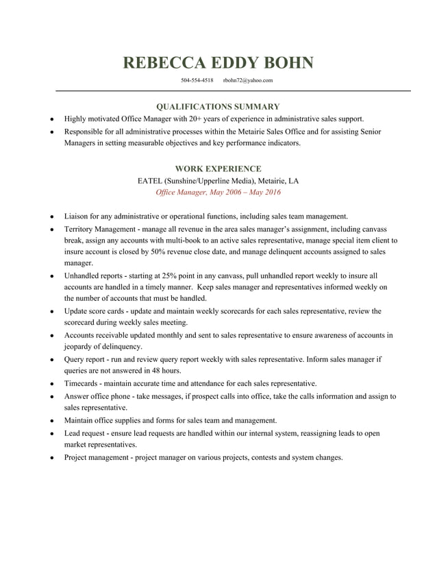 Rebecca Eddy Bohn's Resume | PDF