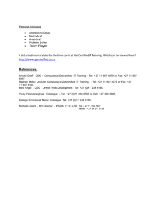 CV of Masego Moikanyang | DOCX