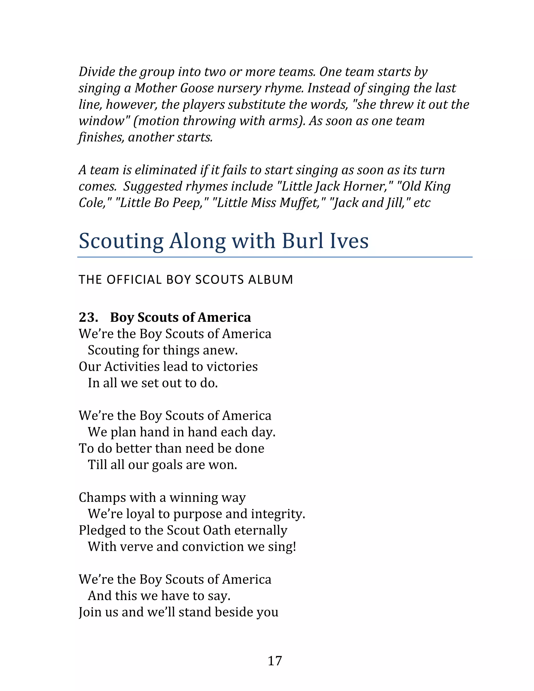 Sing and be Happy Singalongs for Scouts | PDF