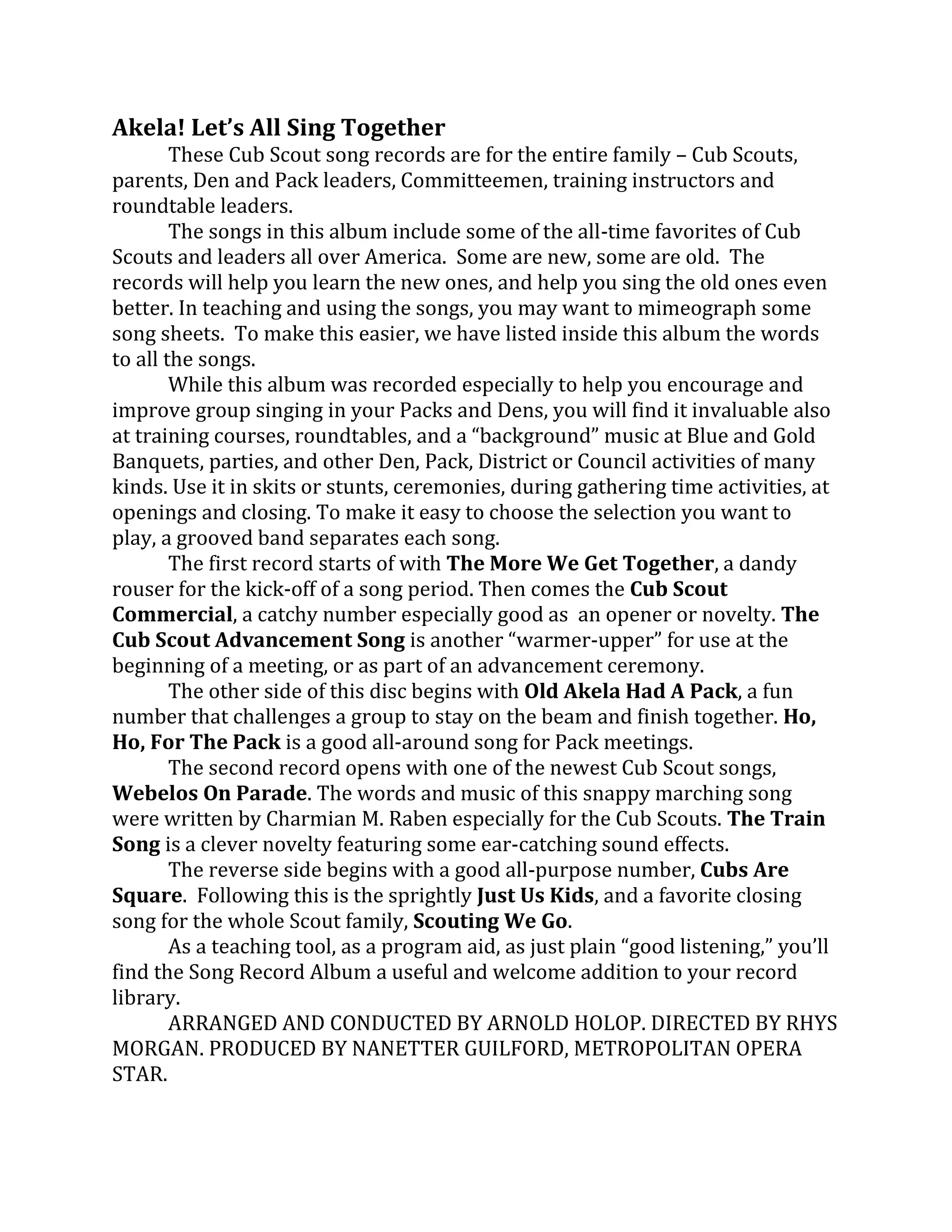 Sing and be Happy Singalongs for Scouts | PDF