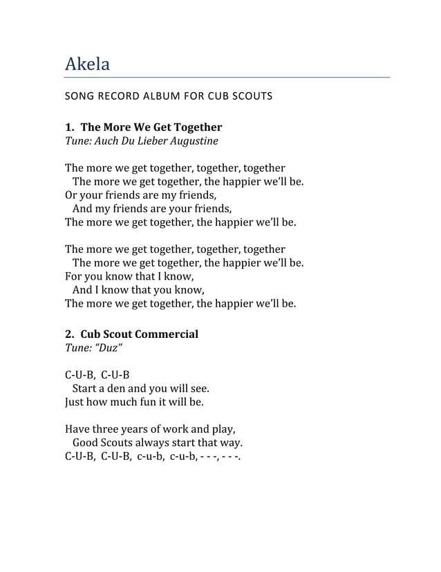 Sing and be Happy Singalongs for Scouts | PDF | Oldies/Adult Standards ...