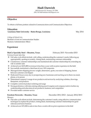 Resume 2 | DOCX | Sales | Business
