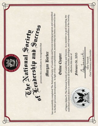 NSLS Certificate | PDF