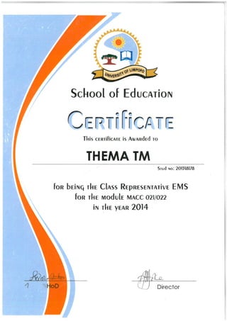 Class Rep Certificate | PDF