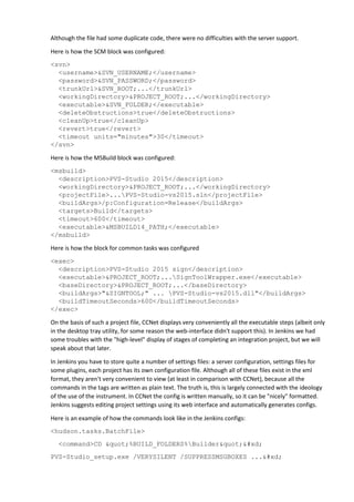 Moving from CruiseControl.NET to Jenkins in the PVS-Studio development team | PDF