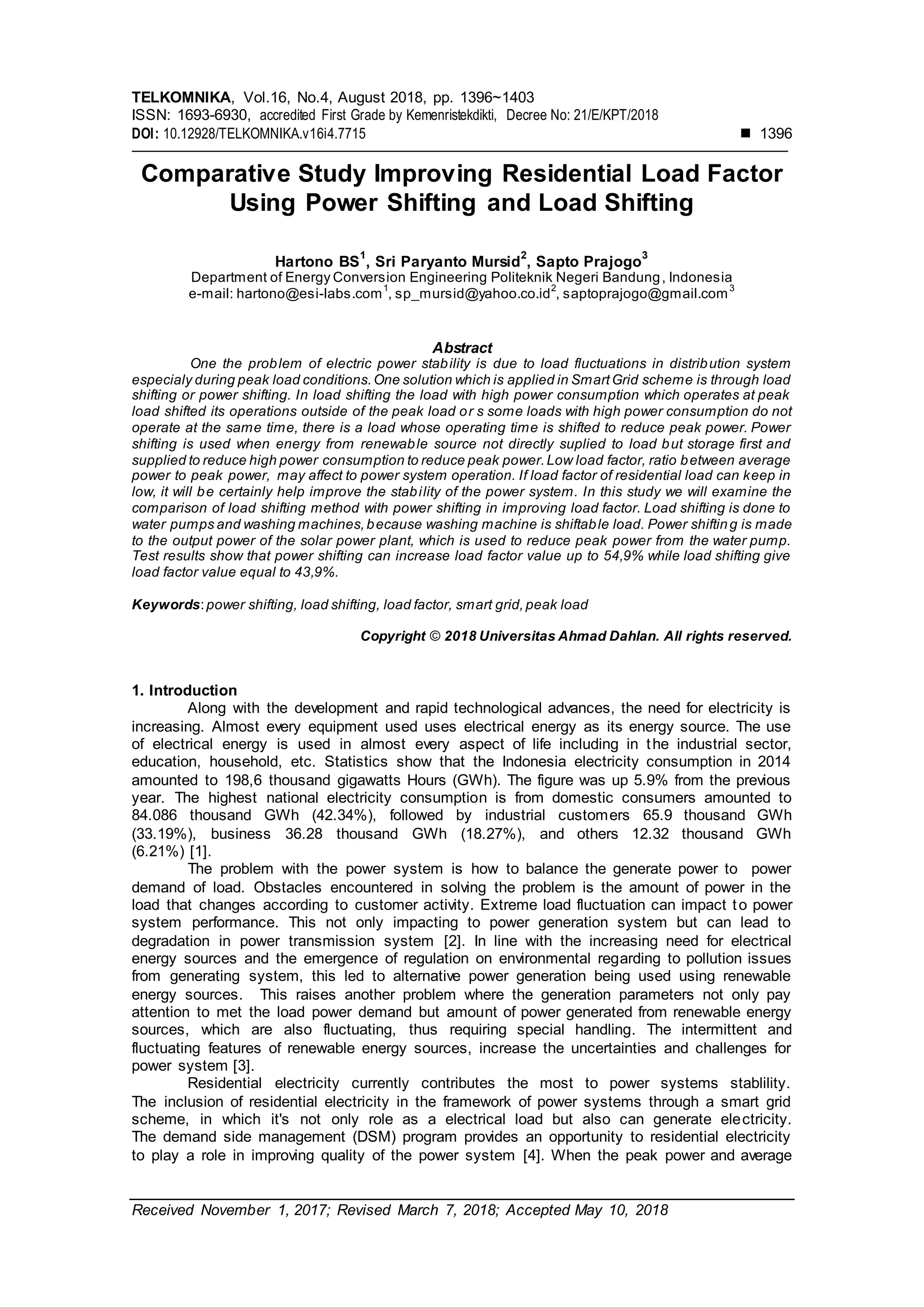 Comparative Study Improving Residential Load Factor Using Power Shifting and Load Shifting | PDF ...