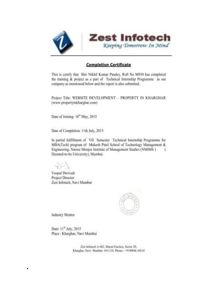 Technical Internship Certificate