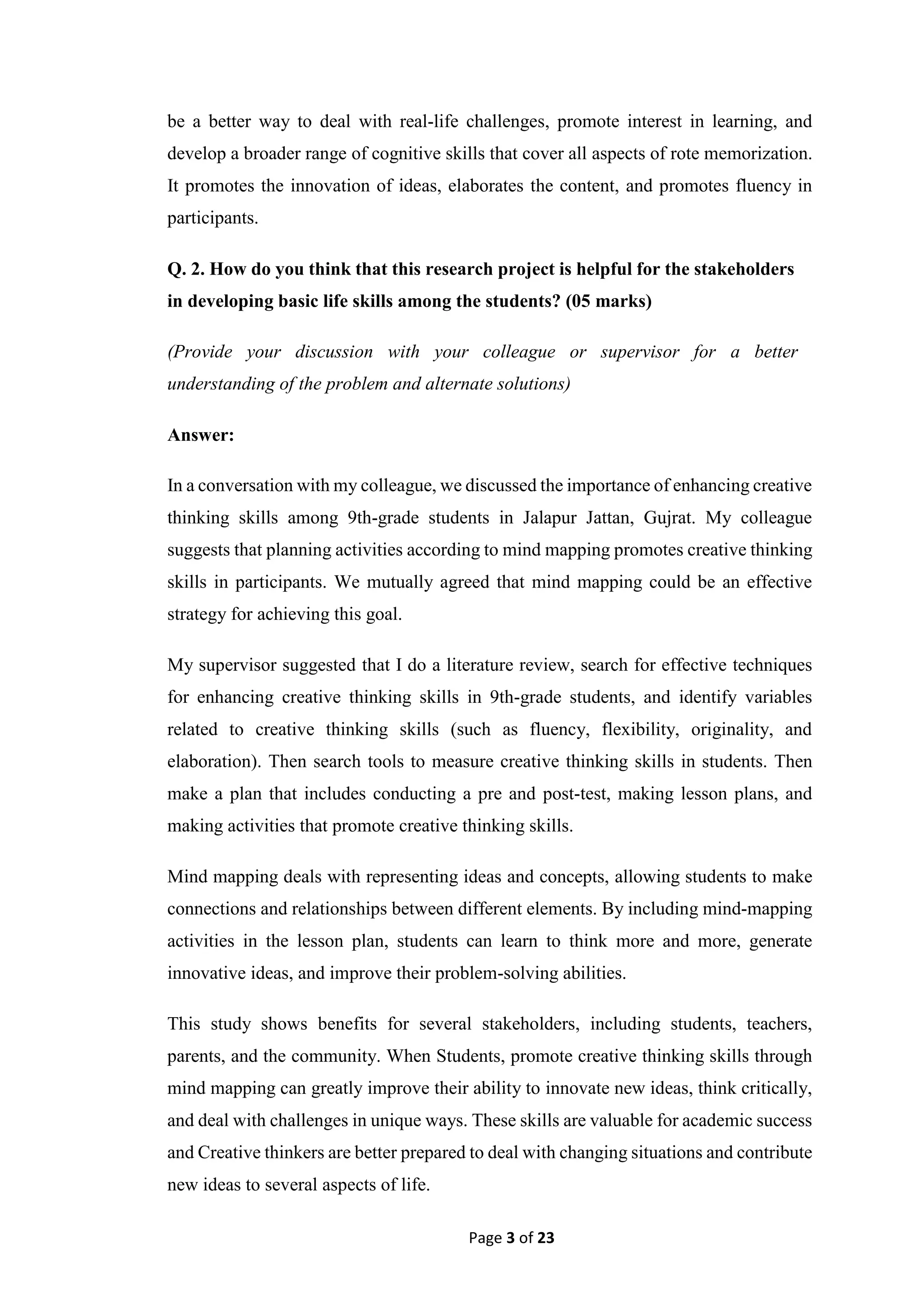 Enhance creative thinking skill thorough mind mapping among grade of ...