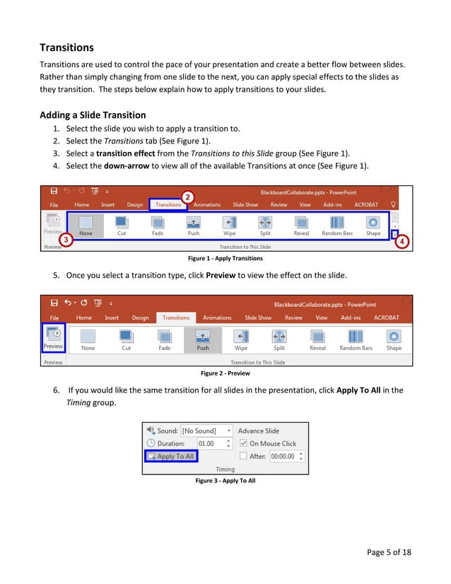 Powerpoint 2016 transitions animations timing the presentation | PDF