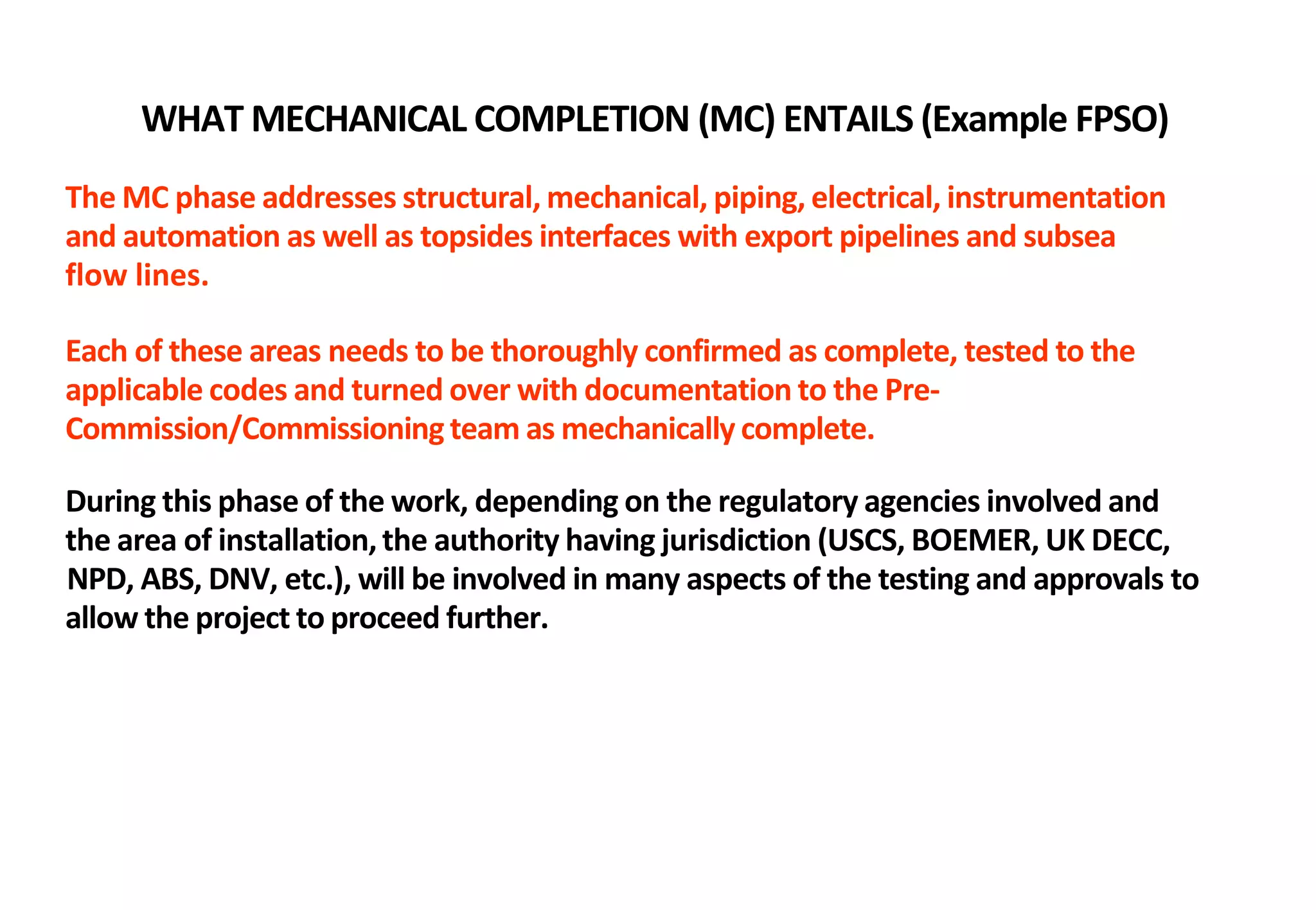 Commissioning of Offshore Installations | PPTX