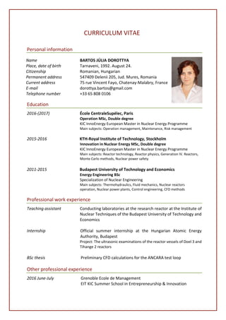 Bartos_Júlia _Dorottya_CV | PDF