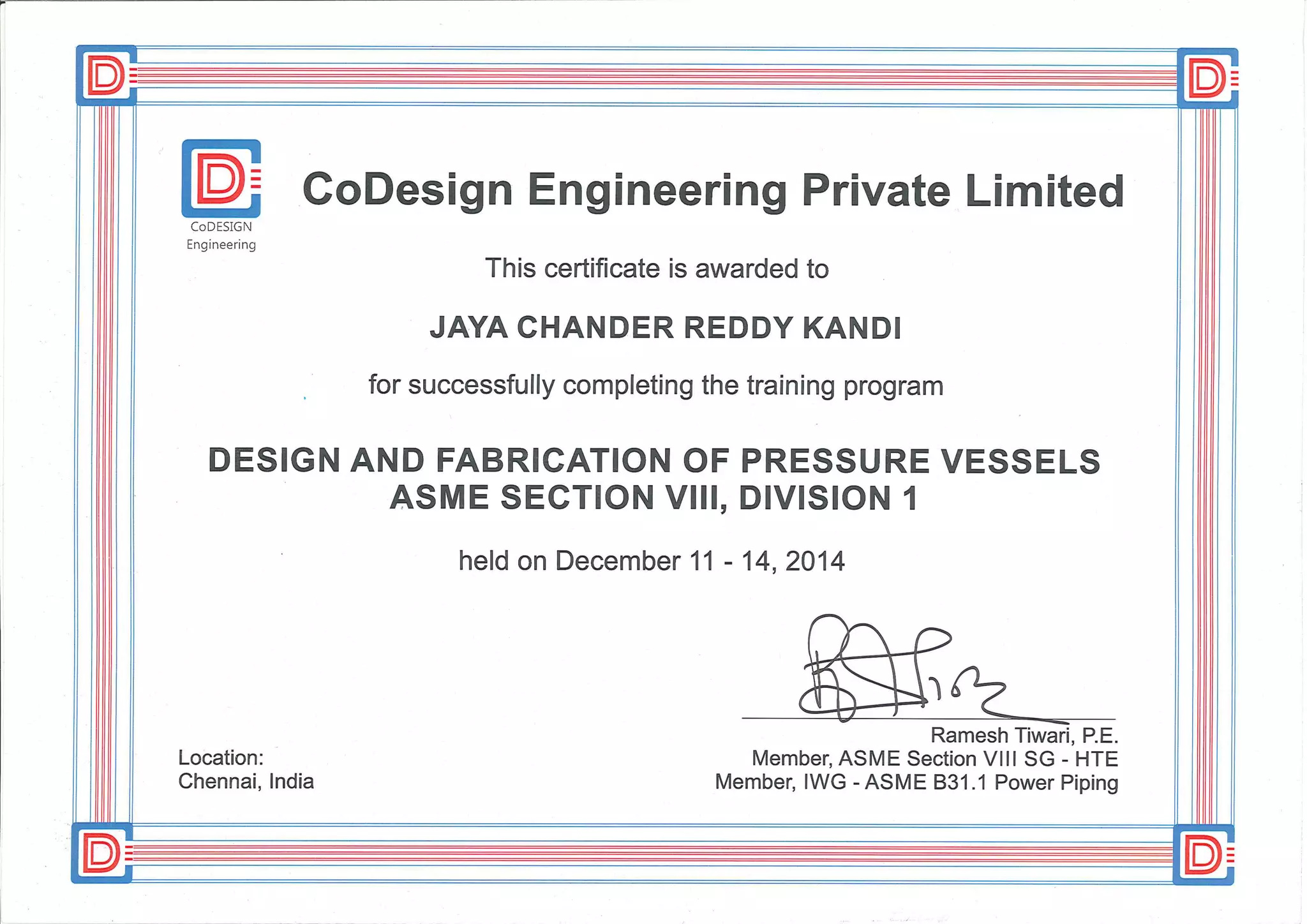 ASME Sec VIII course certificate | PDF