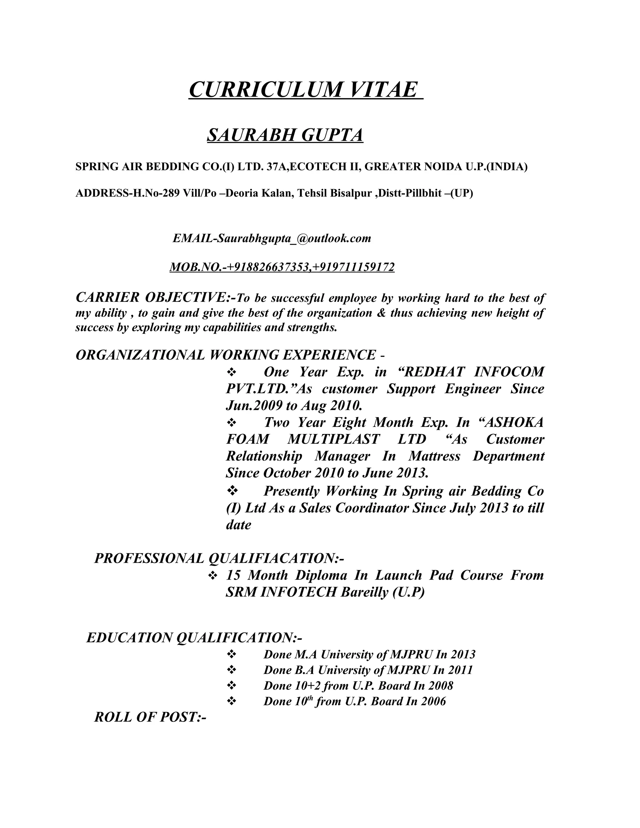 SAURABH GUPTA C.V. | DOC