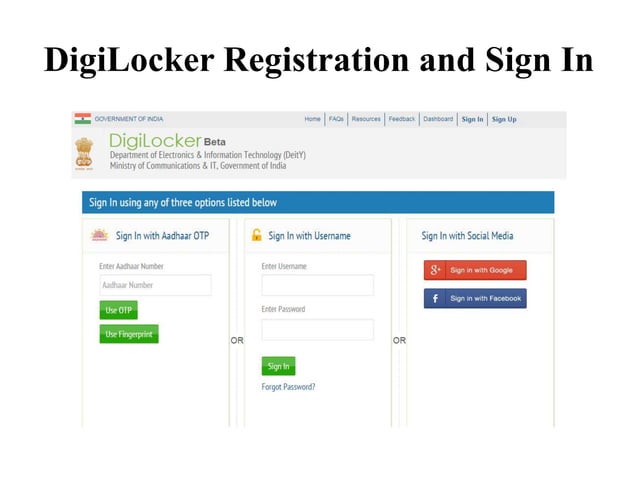 DigiLocker-presentation | PPTX | Technology & Computing