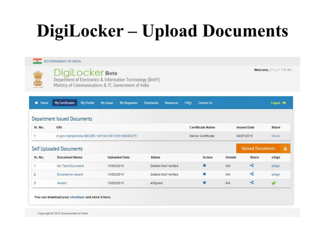 DigiLocker-presentation | PPTX | Technology & Computing