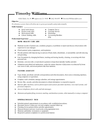 Tims new resume | DOCX | Medical Health