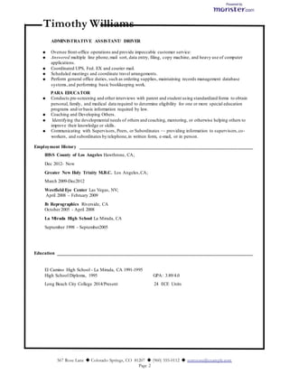 Tims new resume | DOCX | Medical Health