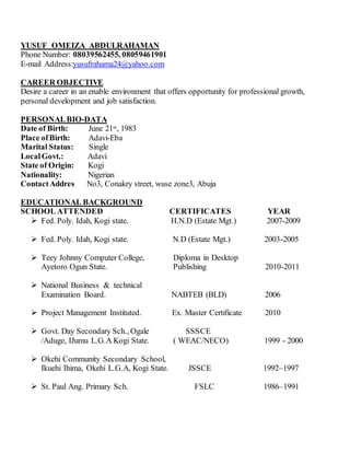 YUSUF OMEIZA A C.V | PDF