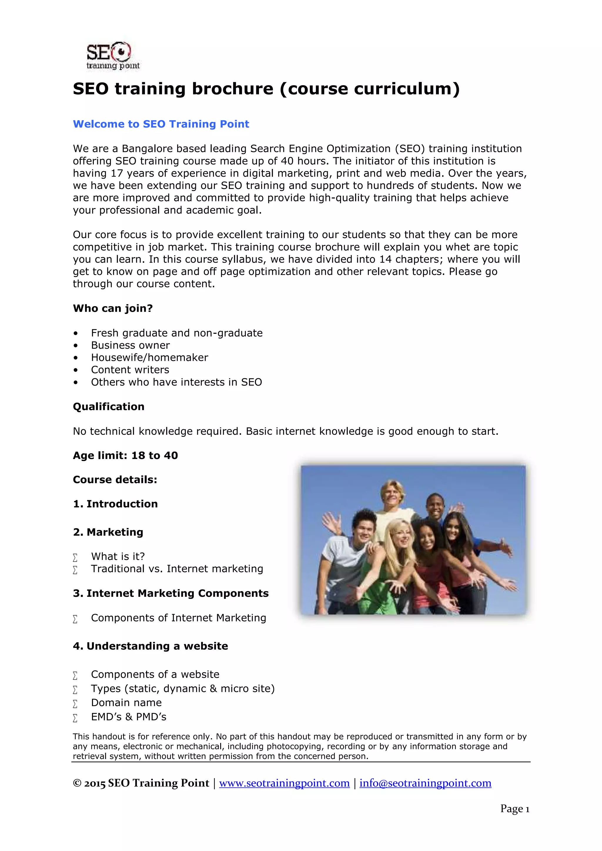 SEO training brochure | PDF