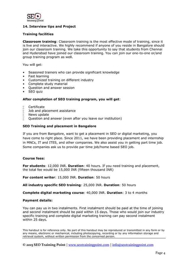 SEO training brochure | PDF