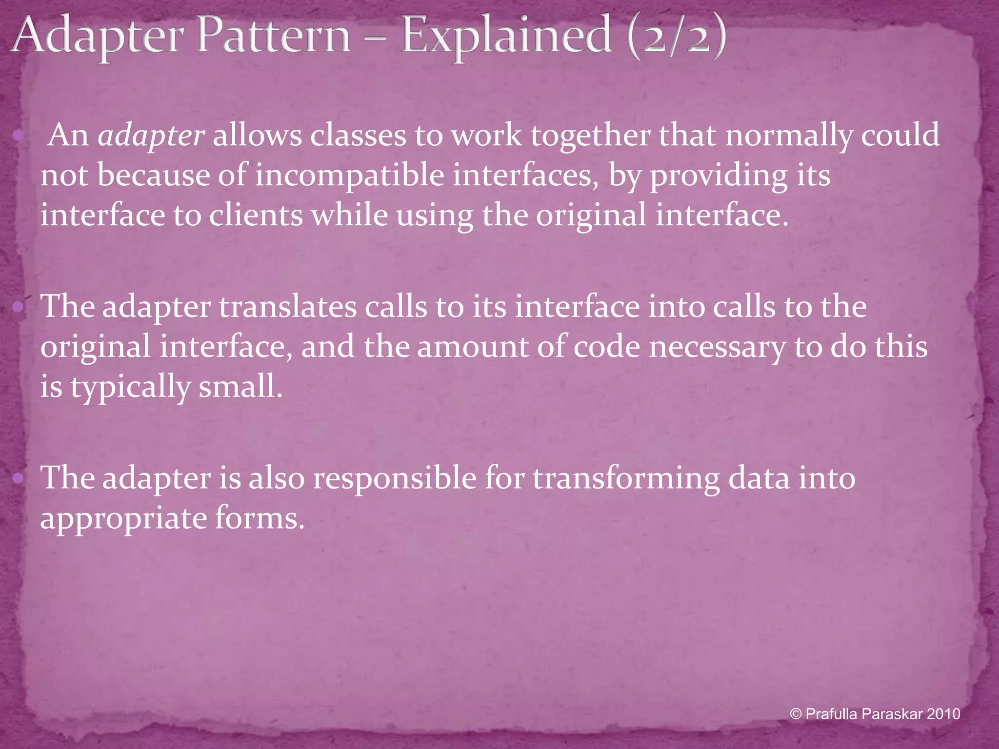 Design Patterns - 04 Adapter and Facade Pattern | PPT