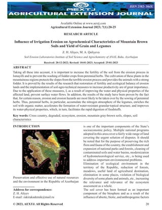 Influence of Irrigation Erosion on Agrochemical Characteristics of ...