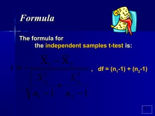 Independent sample t test | PPT