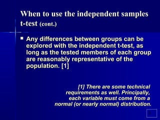 Independent sample t test | PPT