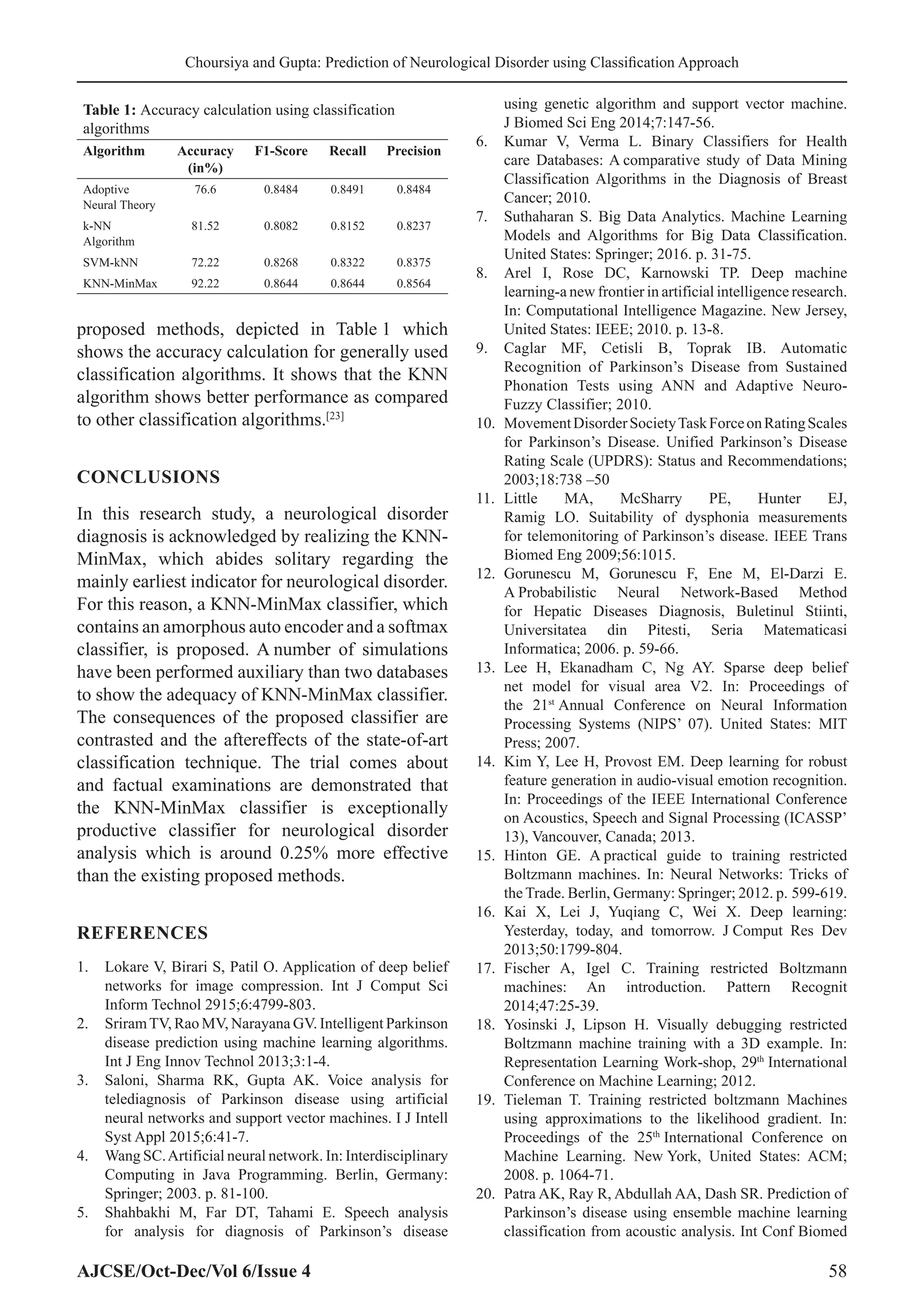 Prediction of Neurological Disorder using Classification Approach | PDF | Brain and Nervous ...