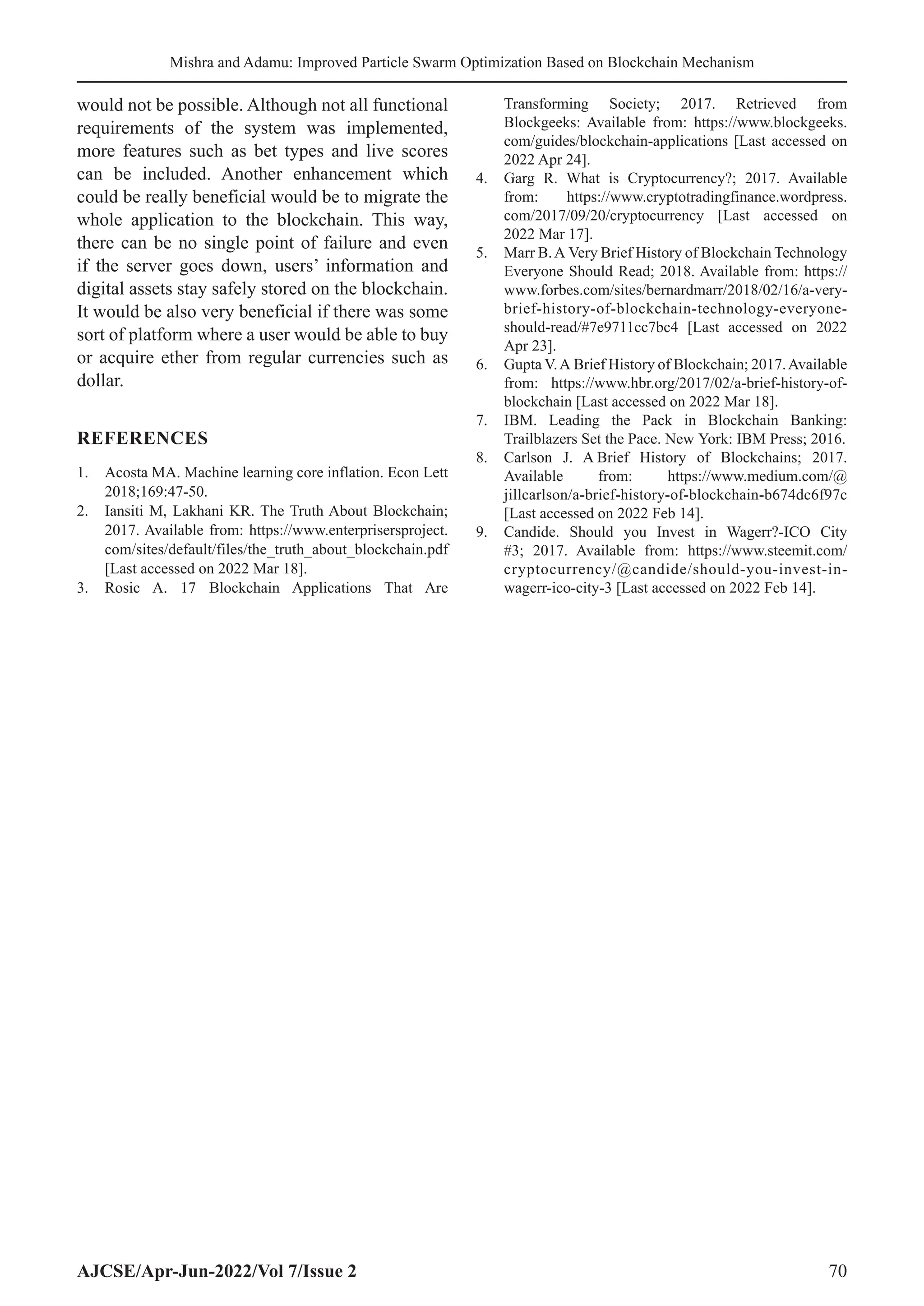 Improved Particle Swarm Optimization Based on Blockchain Mechanism for Flexible Job Shop Problem ...