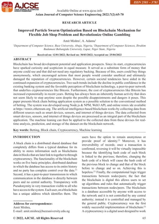 Improved Particle Swarm Optimization Based on Blockchain Mechanism for Flexible Job Shop Problem ...
