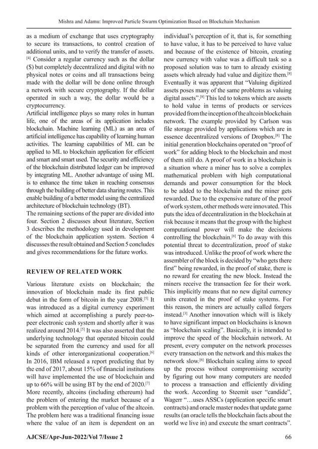 Improved Particle Swarm Optimization Based on Blockchain Mechanism for Flexible Job Shop Problem ...