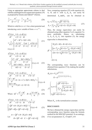 Bound State Solution of the Klein–Gordon Equation for the Modified Screened Coulomb Plus ...
