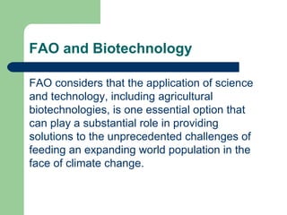 FAO's Role in Agricultural Biotechnology | PPT