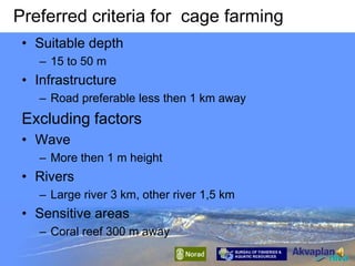 site selection criteria for cage culture | PPTX