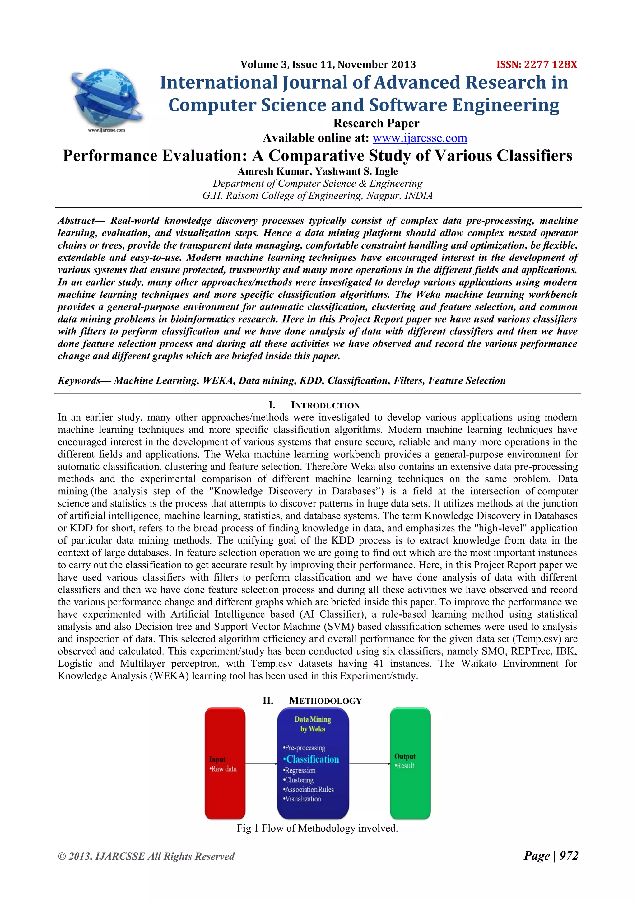 Performance Evaluation: A Comparative Study of Various Classifiers | PDF Performance Evaluation: A Comparative Study of Various Classifiers | PDF
