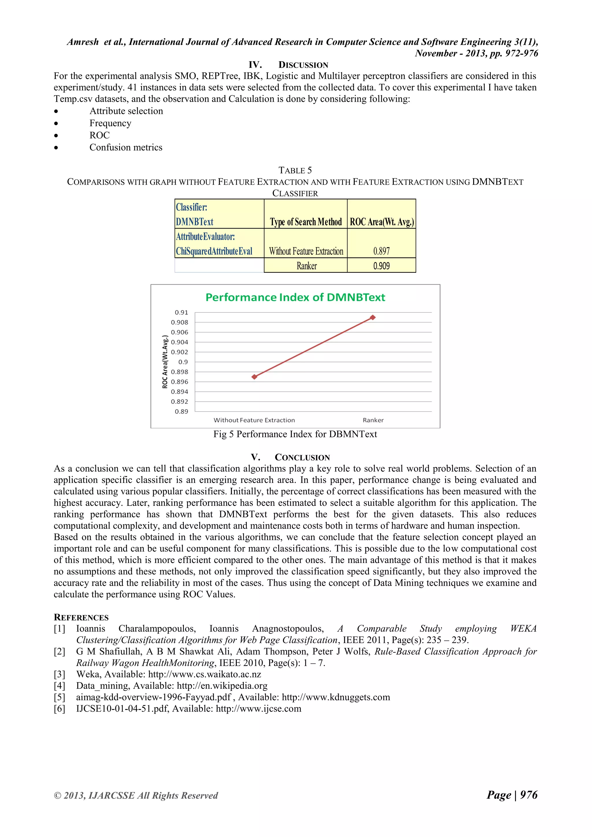 Performance Evaluation: A Comparative Study of Various Classifiers | PDF
