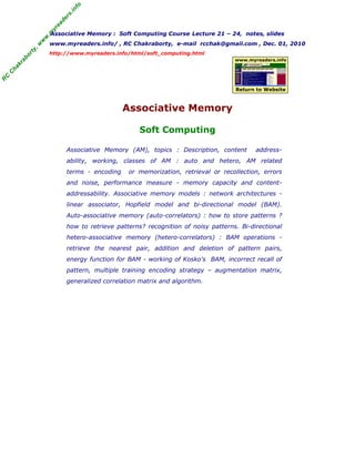 Associative Memory using NN (Soft Computing) | PDF | Data Storage and Warehousing | Computing