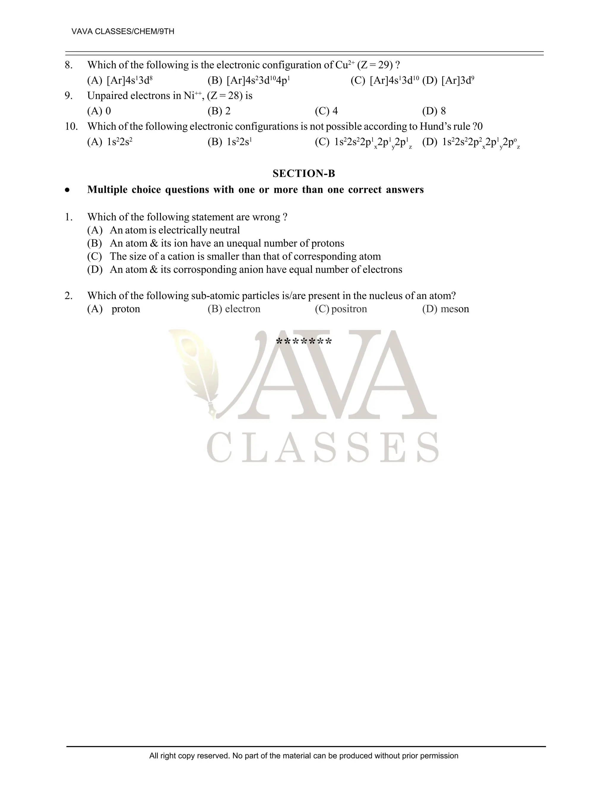 NCERT-structure of atom class 9 notes pdf download | PDF